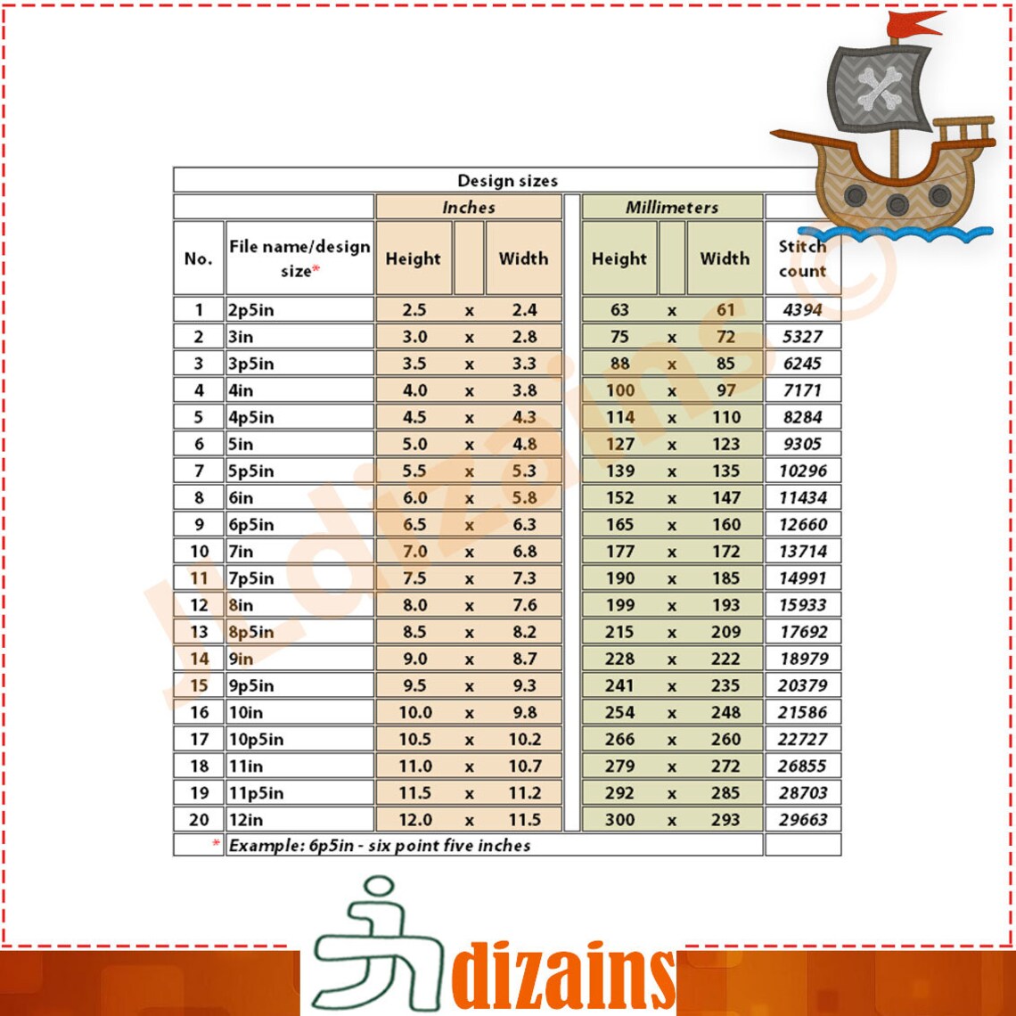 Pirate Ship Applique Design. Pirate Ship Embroidery Design. - Etsy