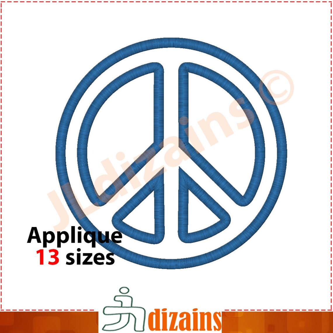Peace Applique Design. Peace Embroidery Design. Peace Symbol - Etsy