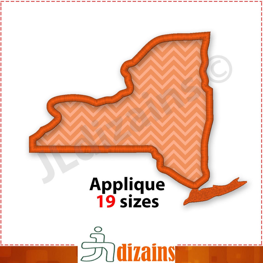 New York State Applique Embroidery Design. New York Machine Embroidery ...