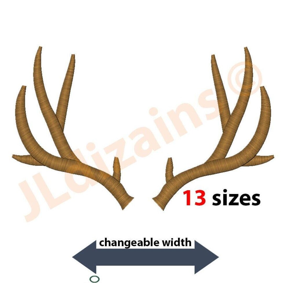 Antlers Embroidery Design. Changeable Width and Separate Sides of ...