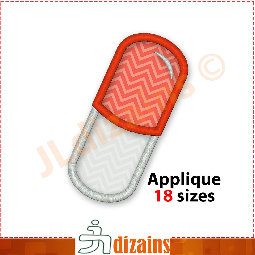 Pill Applique Design. Pill Embroidery Design. Pill Capsule Embroidery ...