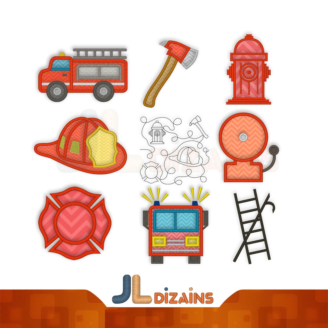 Fireman Embroidery Design Set. Firefighter Embroidery Designs. Fireman ...