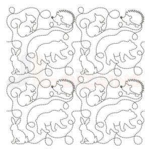 Forest Animals Edge to Edge Quilting Design: Woodland Wildlife Bear ...