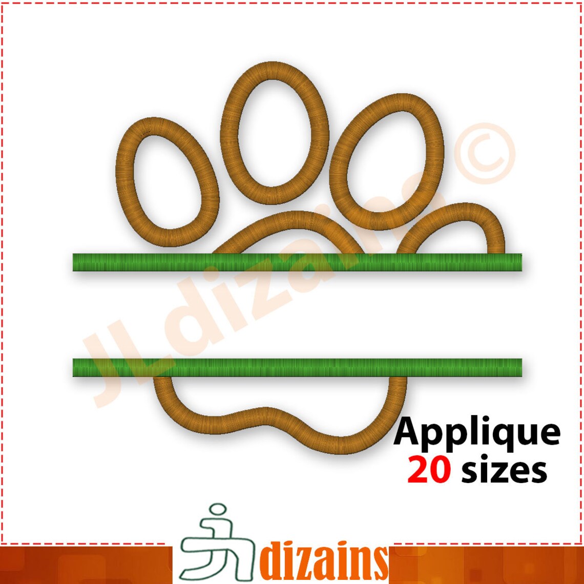 Split Paw Print Applique Embroidery Design. Paw Print - Etsy