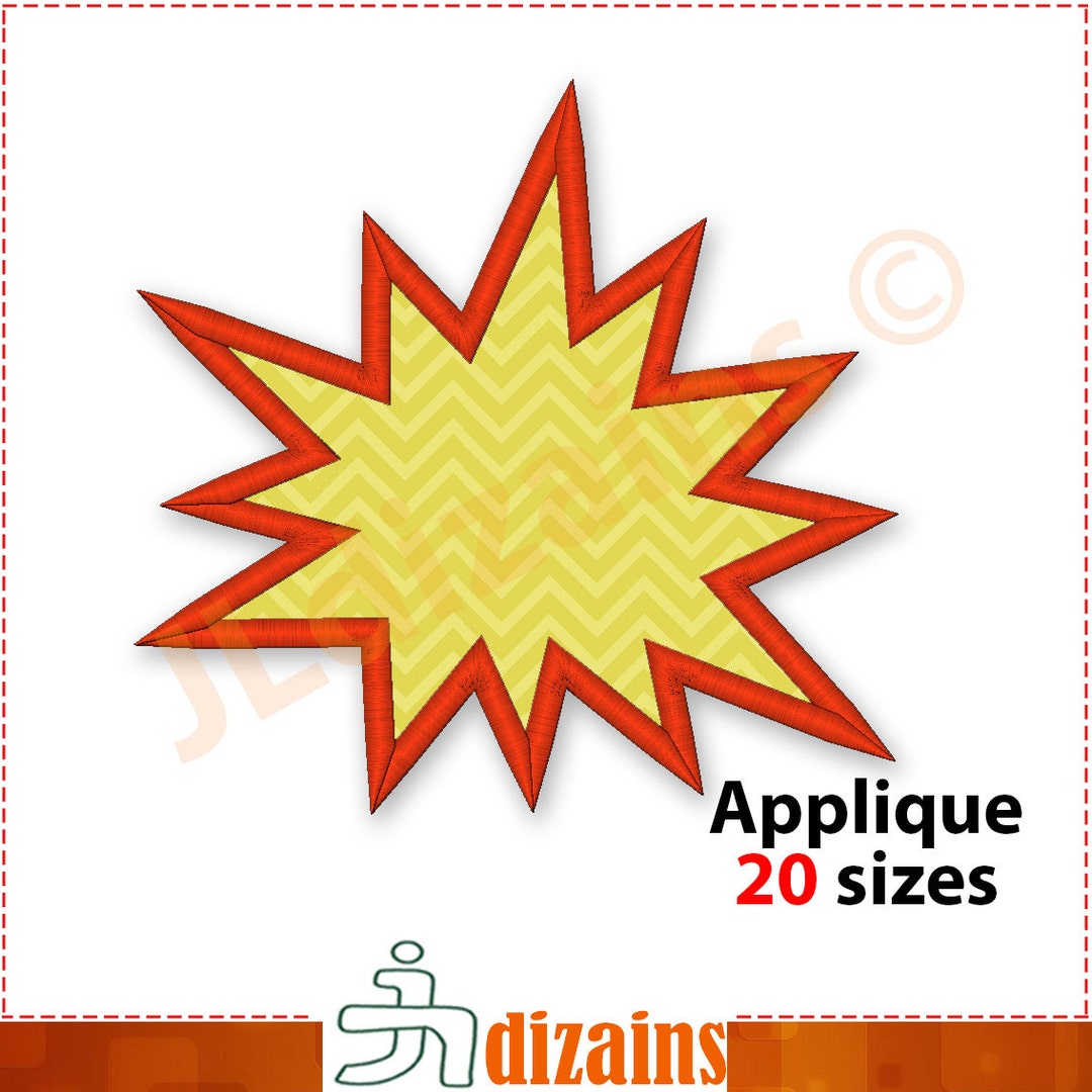 Explosion Applique Design. Explosion Embroidery Design. Boom Embroidery ...