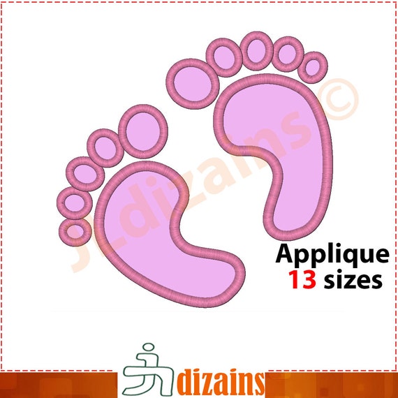 Baby Feet Applique Design. Baby feet embroidery design. | Etsy