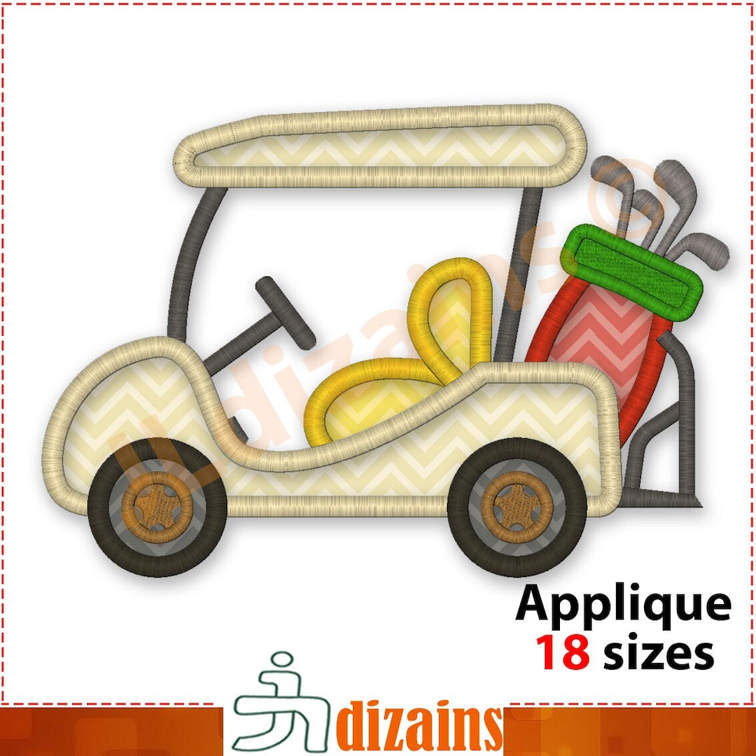 Golf Cart Applique Design. Golf Cart Embroidery Design. Golf Car ...