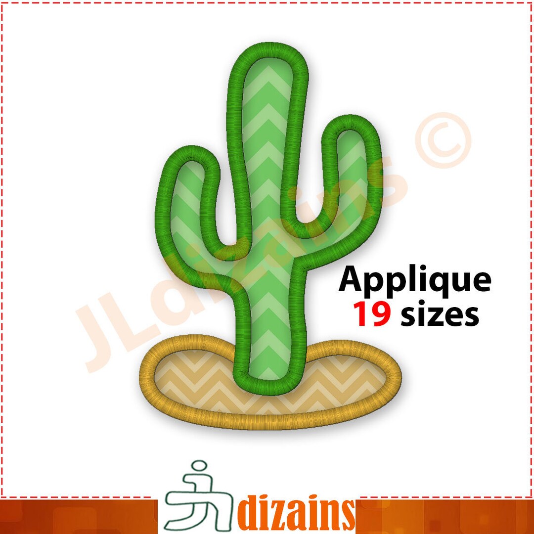 Cactus Applique Embroidery Design. Cactus Embroidery Design. Cactus ...