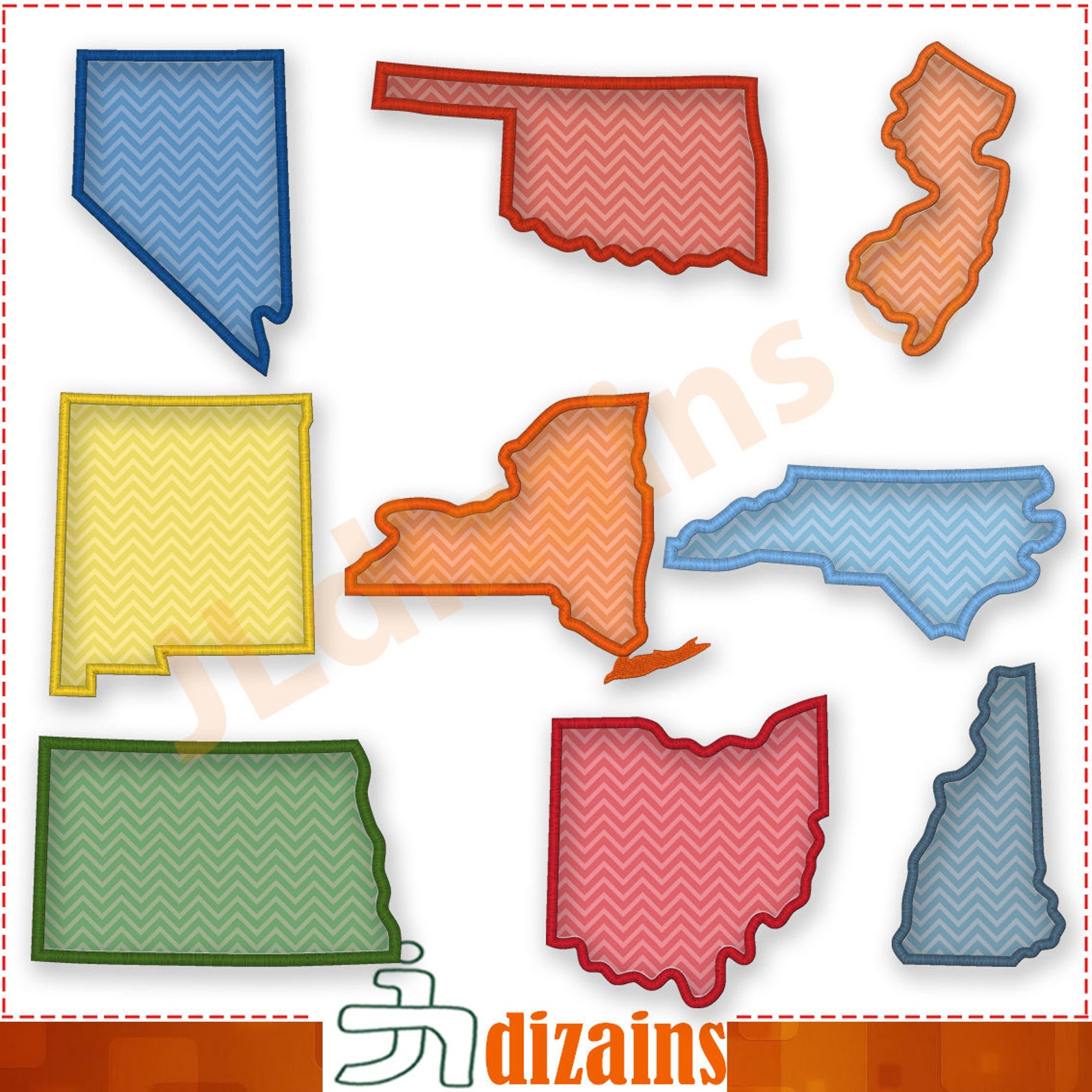 US States Applique Embroidery Designs. USA Map Applique. USA - Etsy