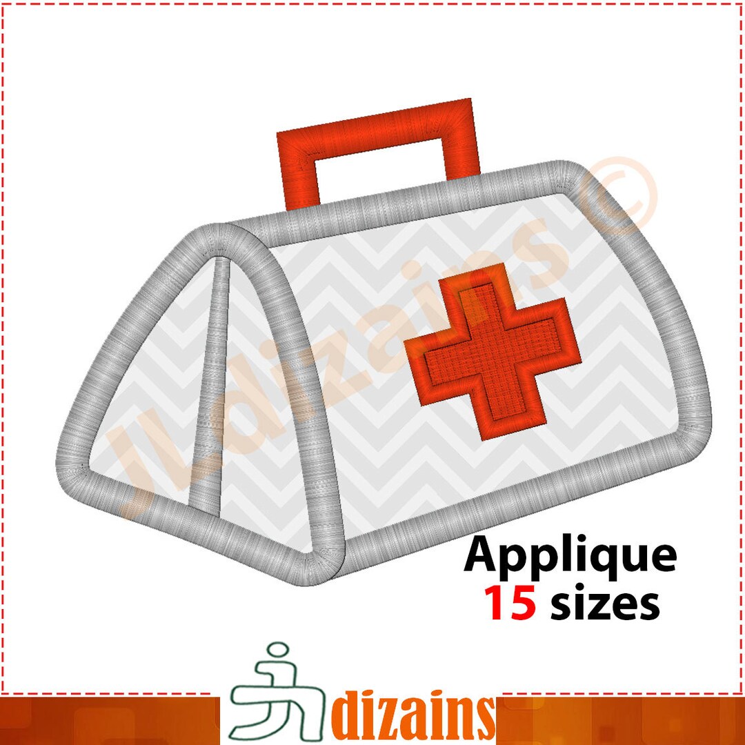 Medical Bag Applique Design. Medical Bag Embroidery Design. Doctors Bag ...