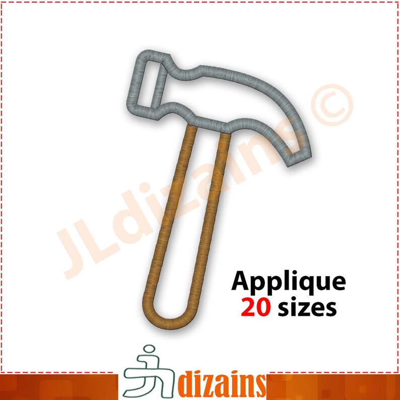 Hammer Applique Design. Hammer Embroidery Design. Tools Embroidery ...