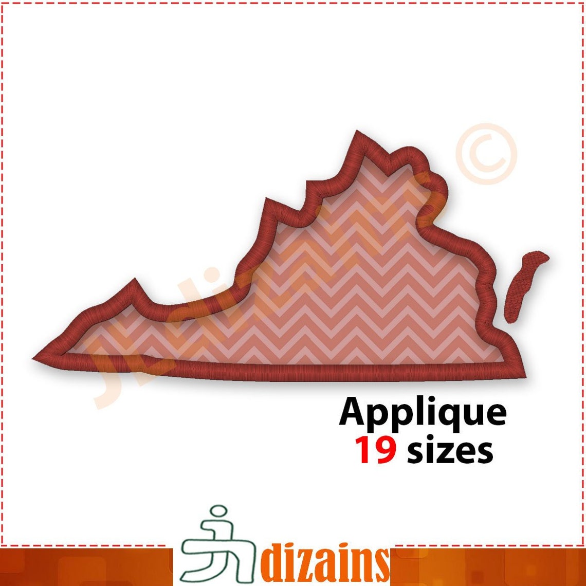Virginia State Applique Embroidery Design. Virginia Machine - Etsy