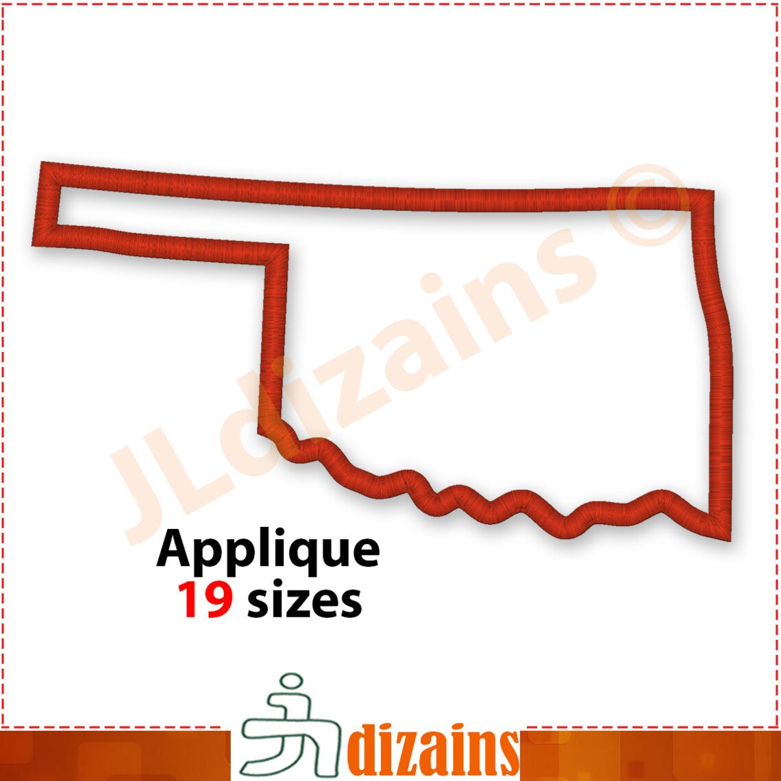 Oklahoma State Applique Embroidery Design. Oklahoma Machine Embroidery ...
