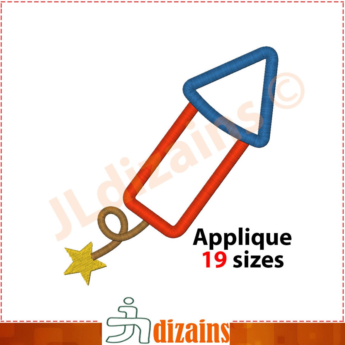 Firecracker Applique Design. Firecracker Embroidery Design. 4 July ...