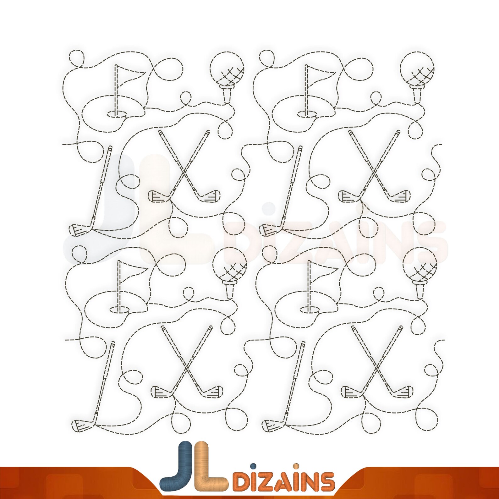 Golf Quilting Embroidery Design. Golf Quilt Block Embroidery. Border ...