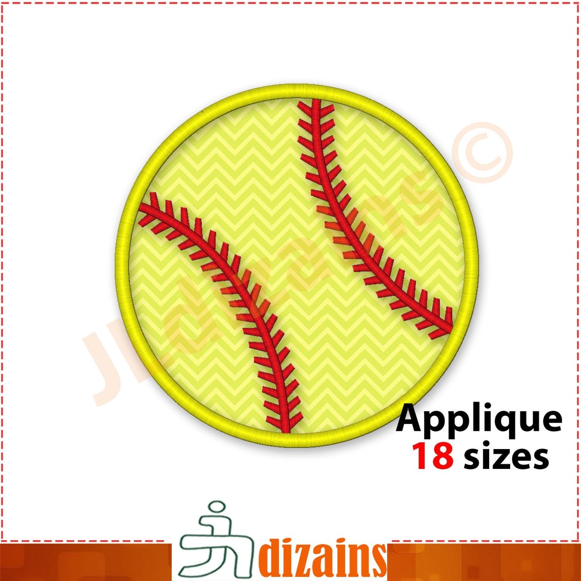Softball Applique Embroidery Design. Softball Embroidery - Etsy