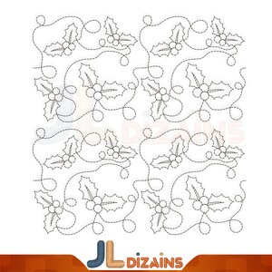 Holly Quilting Embroidery Design. Christmas Quilt Block Embroidery. Machine Embroidery Edge to ...