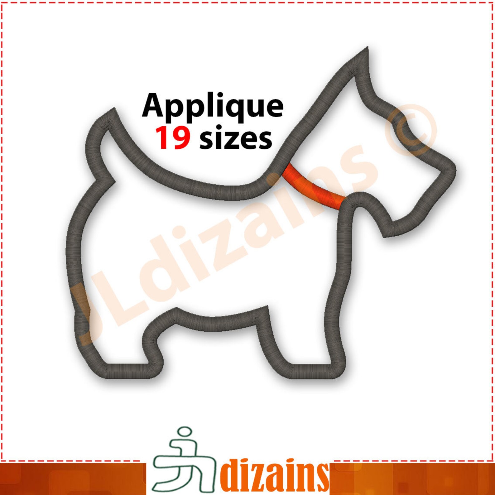 Scotty Applique Design. Scottie Dog Embroidery Design. Scottie Dog ...