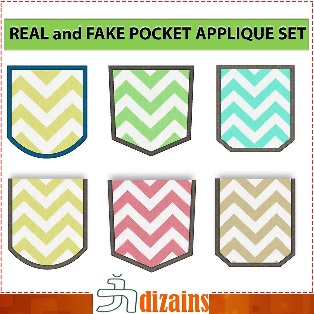 Pockets Applique Design Set. Pocket Embroidery Design Set. Fake Pocket ...