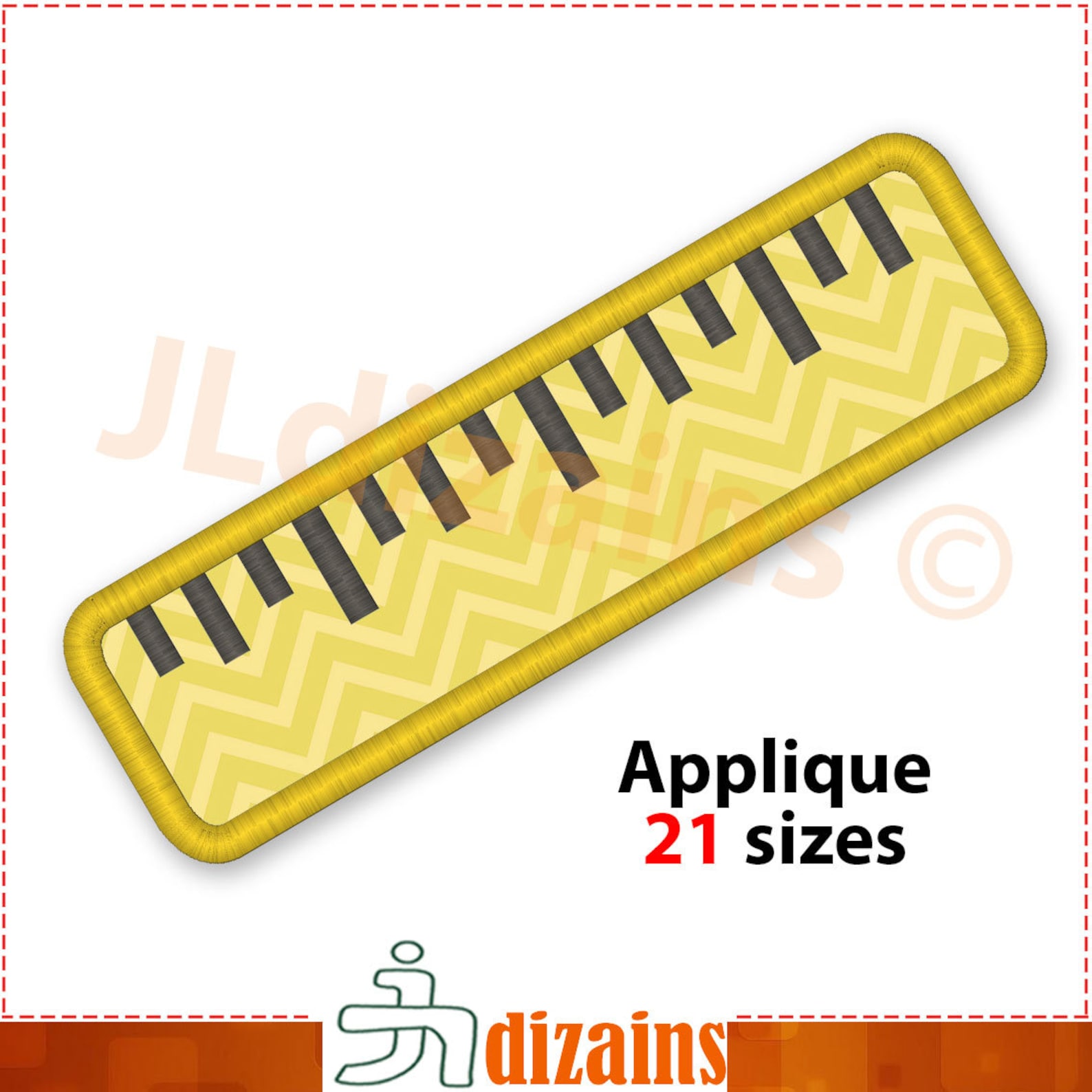Ruler Applique Design. Ruler Embroidery Design. School Ruler Applique ...