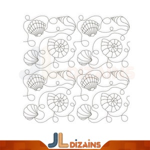 Seashells Quilting Embroidery Design. Edge to Edge Sea Shell Machine ...