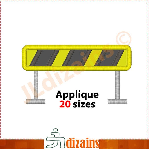 Construction Barrier Applique Design. Barrier Embroidery | Etsy