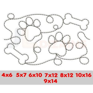 Paw Print and Bones Edge to Edge Quilting Design: Dog Continuous Line ...
