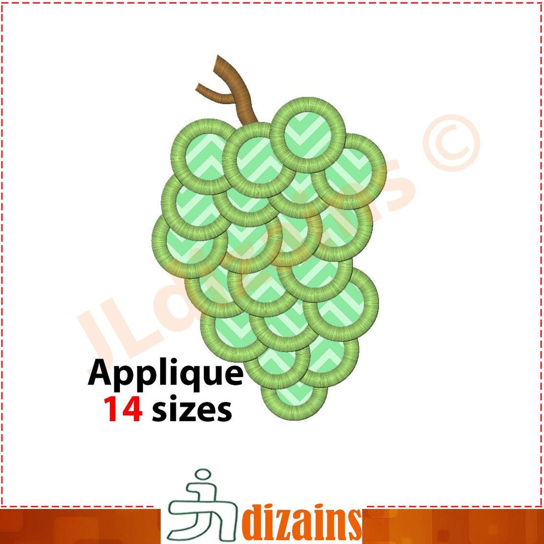 Grapes Applique Design. Grapes Embroidery Design. Embroidery Design ...