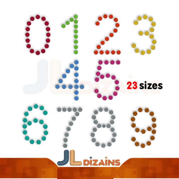 Dotted Machine Embroidery Number Design Set. Birthday Number | Etsy