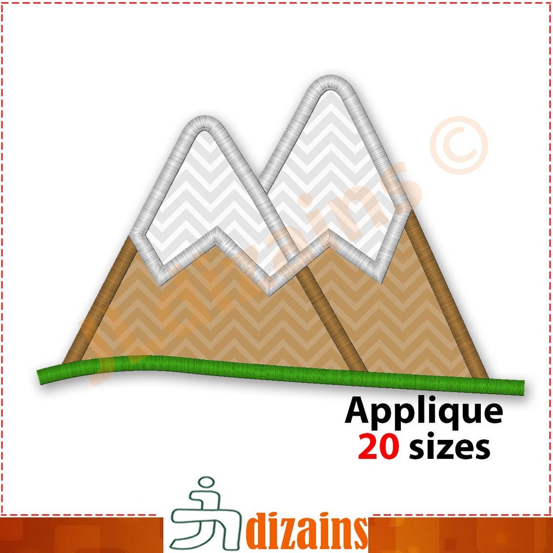 Mountain Applique Design. Mountain Embroidery Design. Hill Embroidery ...