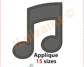 Music Note Applique Embroidery Design - Etsy