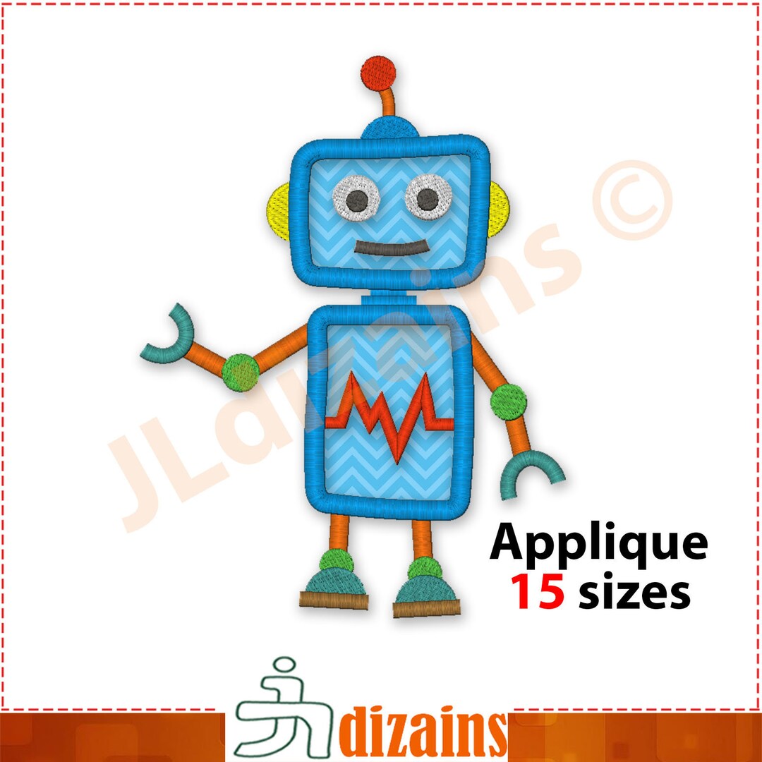 Robot Embroidery Applique Design. Robot Embroidery Design Robot ...
