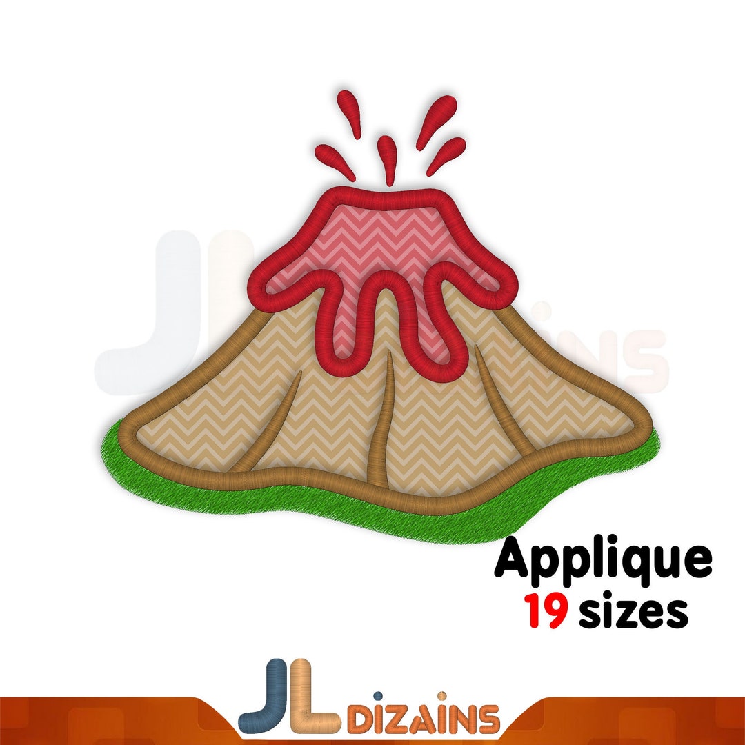Volcano Applique Embroidery Design. Volcano Embroidery Design. Volcano ...
