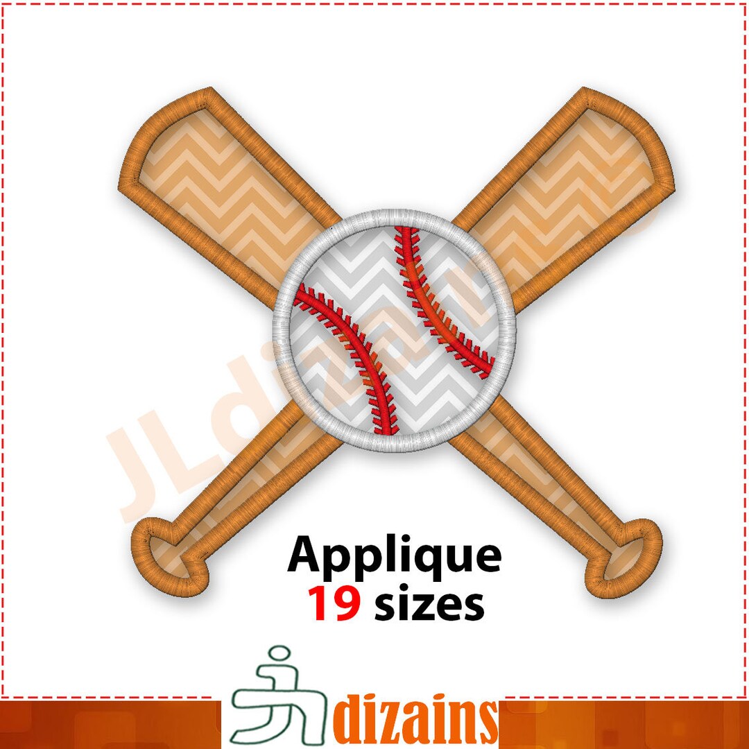 Baseball Applique Design. Baseball Embroidery Design. Baseball Bat ...