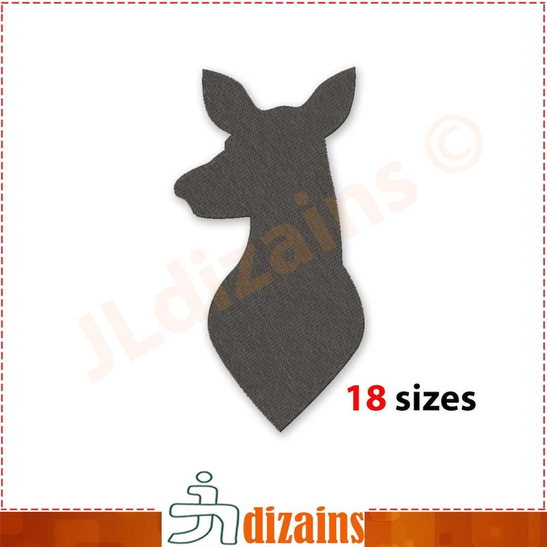 Doe Deer Head Embroidery Design. Deer Head Embroidery. Doe Embroidery ...
