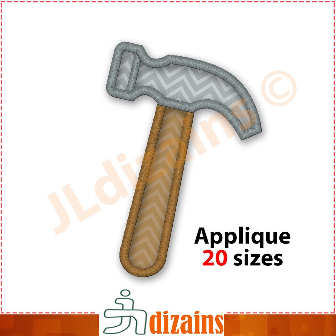 Hammer Applique Design. Hammer Embroidery Design. Tools Embroidery ...
