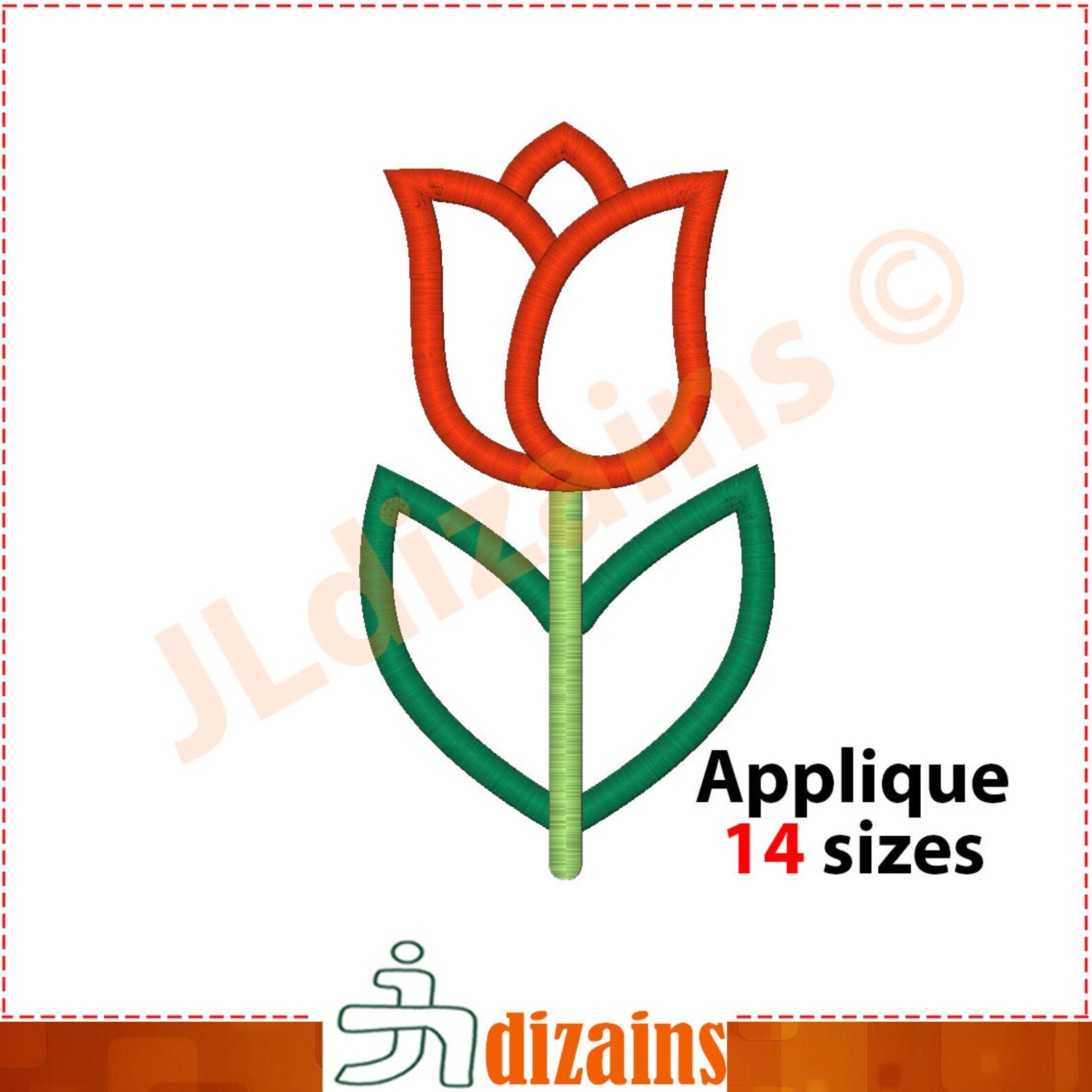 Tulip Applique Design. Tulip Embroidery Design. Embroidery Applique ...