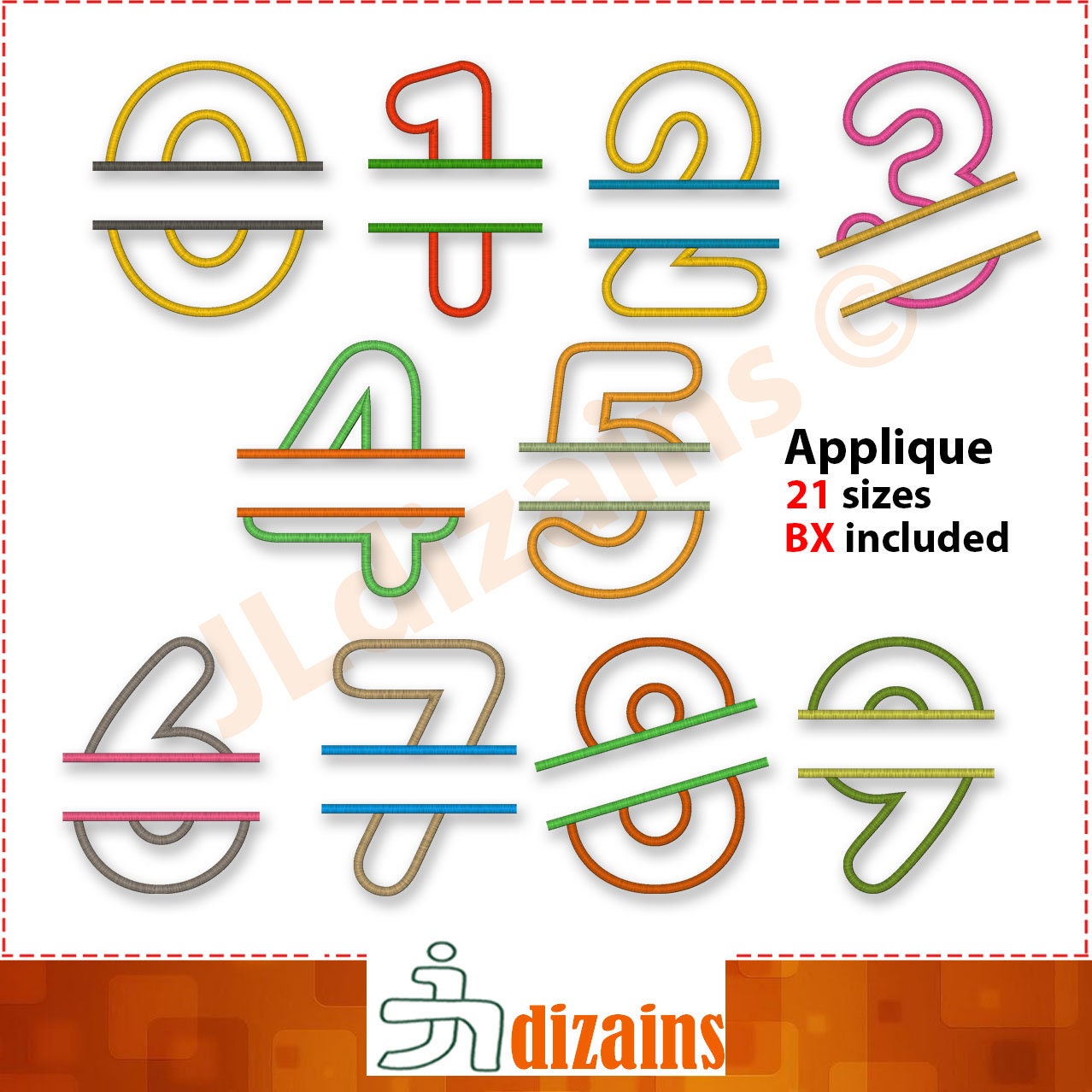 Split Birthday Number Embroidery Design Set. Split Jersey | Etsy