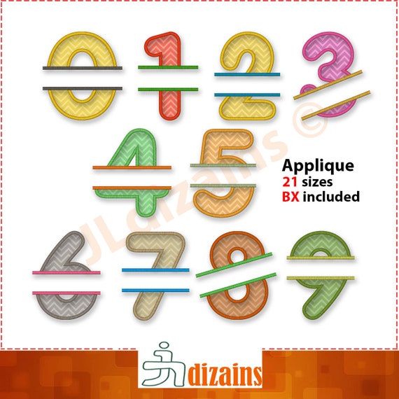 Split Birthday Number Embroidery Design Set. Split Jersey | Etsy