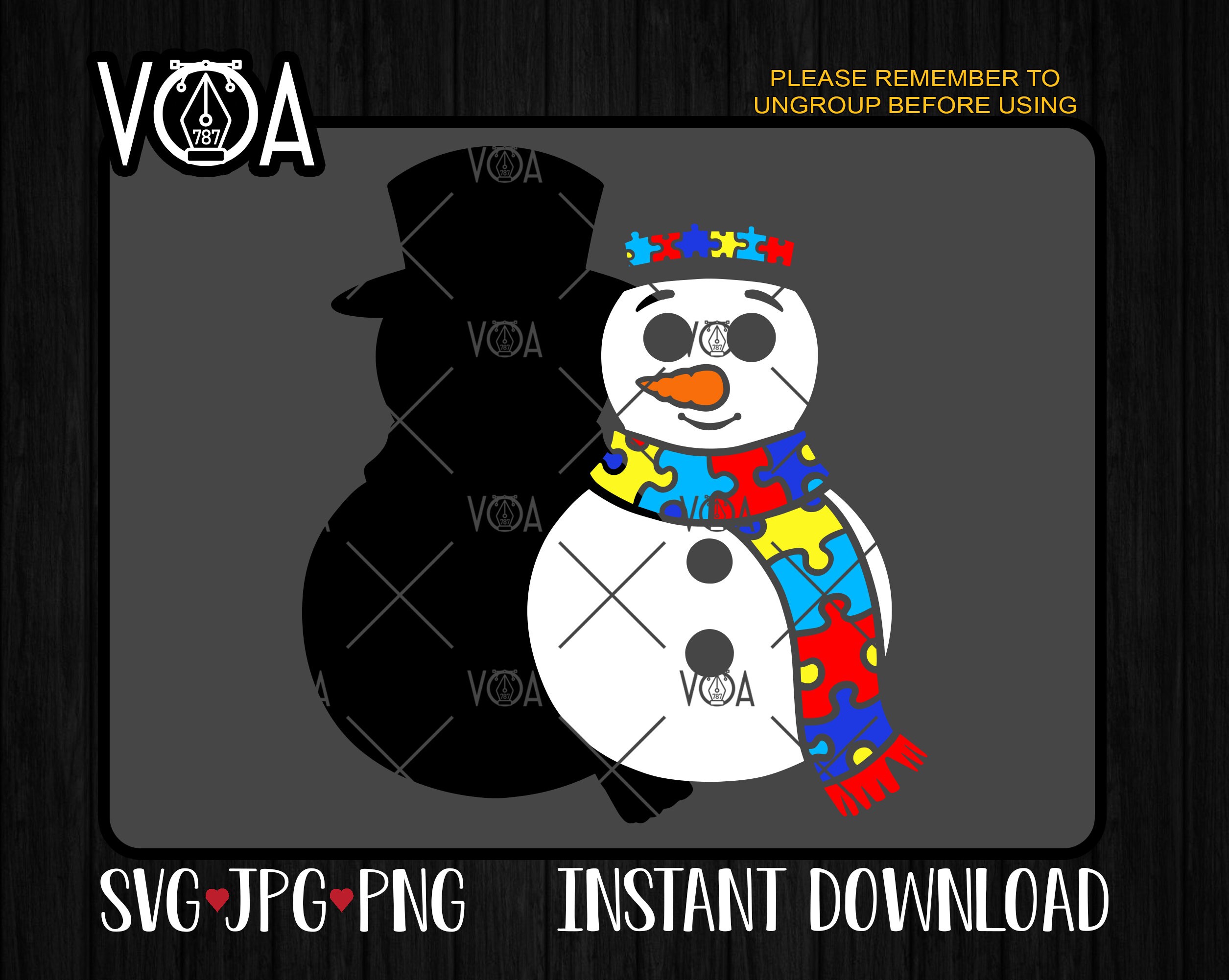 Autism Awareness Snowman SVG - Etsy