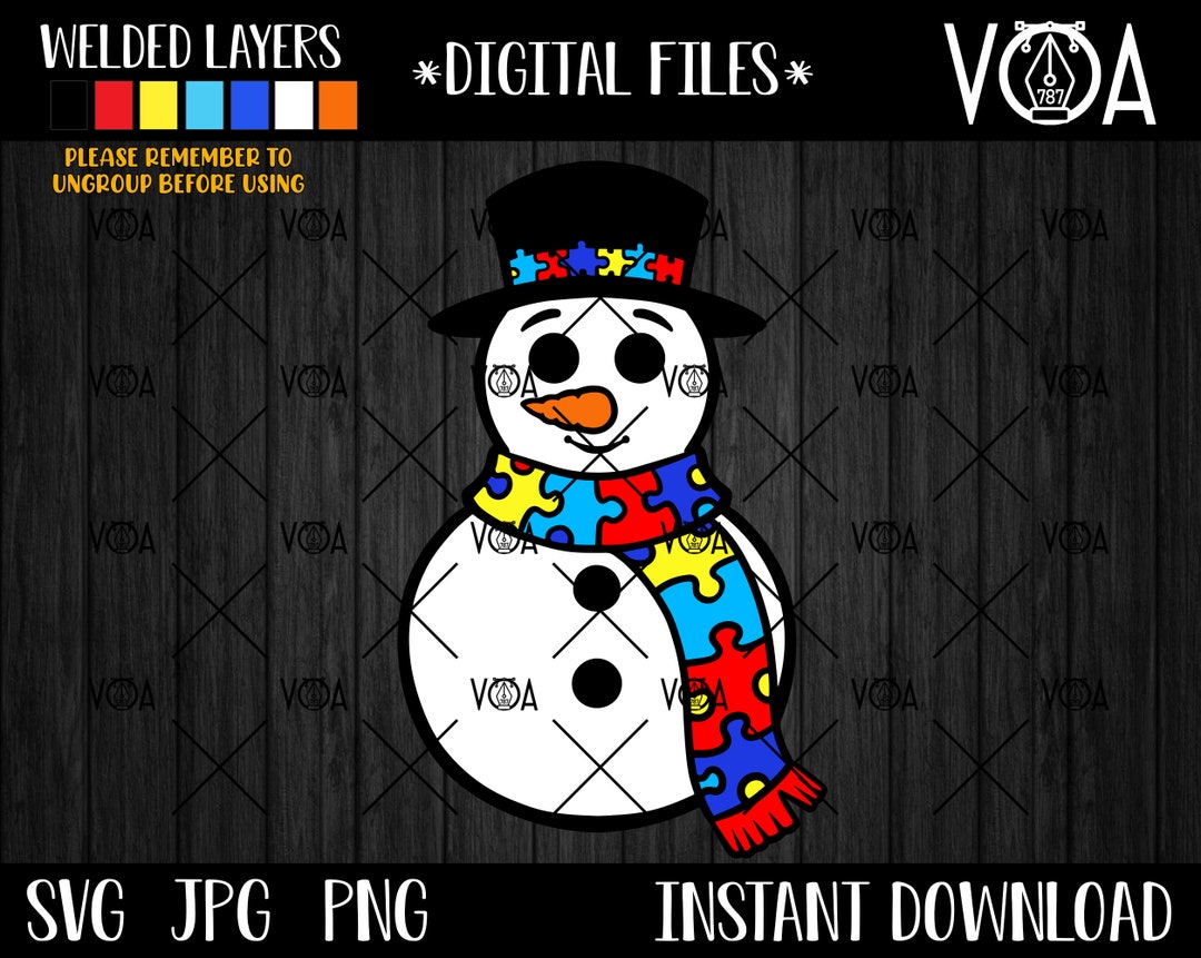 Autism Awareness Snowman SVG - Etsy