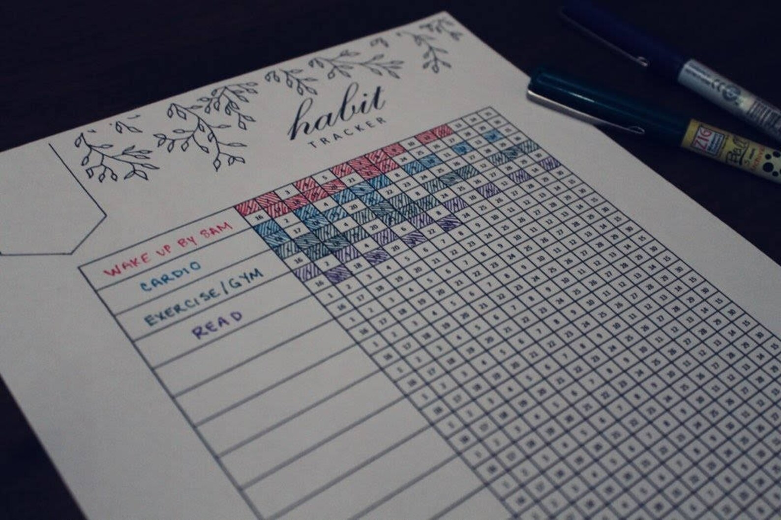 30 Day Habit Tracker - Exercise Fitness Tracker - Goals - Resolutions ...