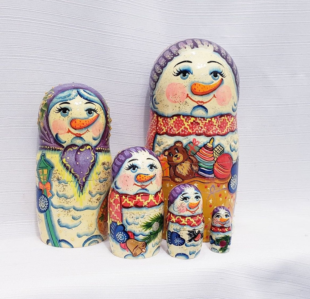 Snowman Nesting Doll 5 Pieces 7 Inches Tall - Etsy