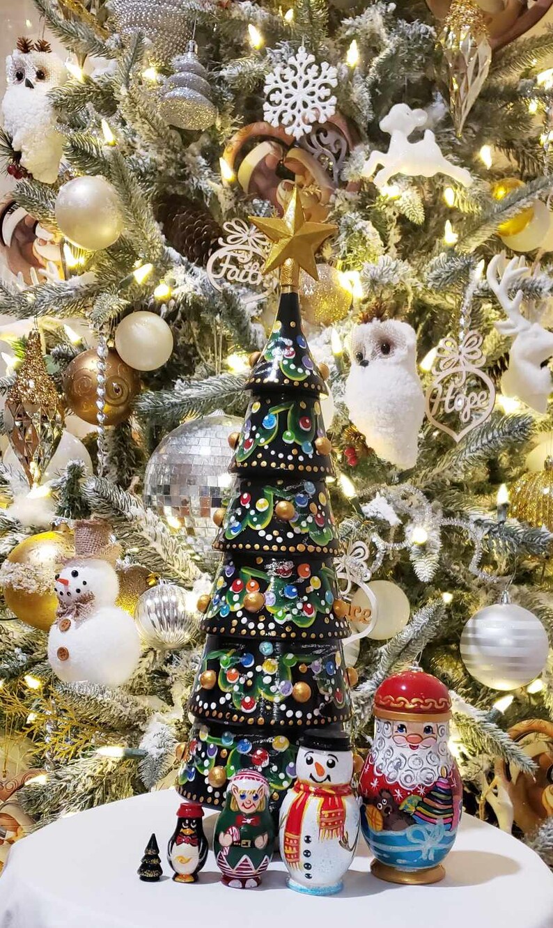 Unique Wooden Nesting Christmas Trees 15-16 Inches Tall - Etsy