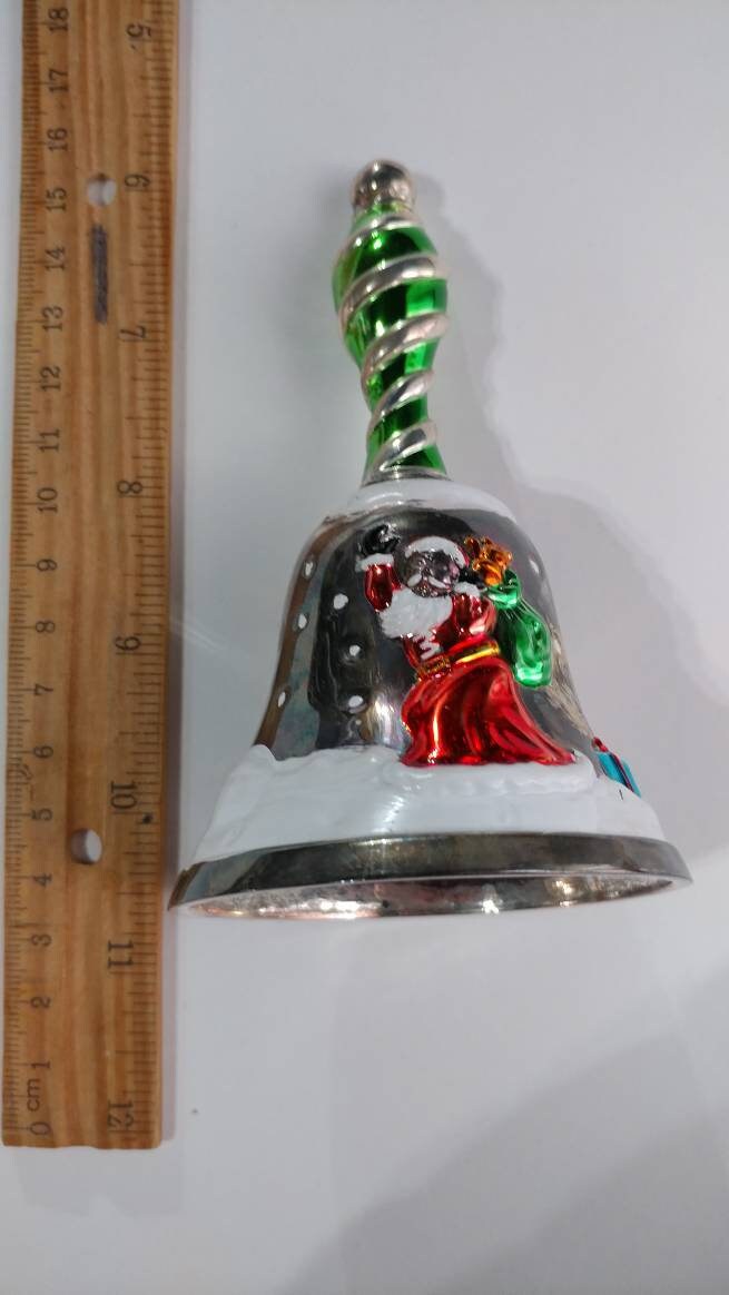 Silver Plated Santa Claus Bell Holiday Collection by Godinger Christmas ...