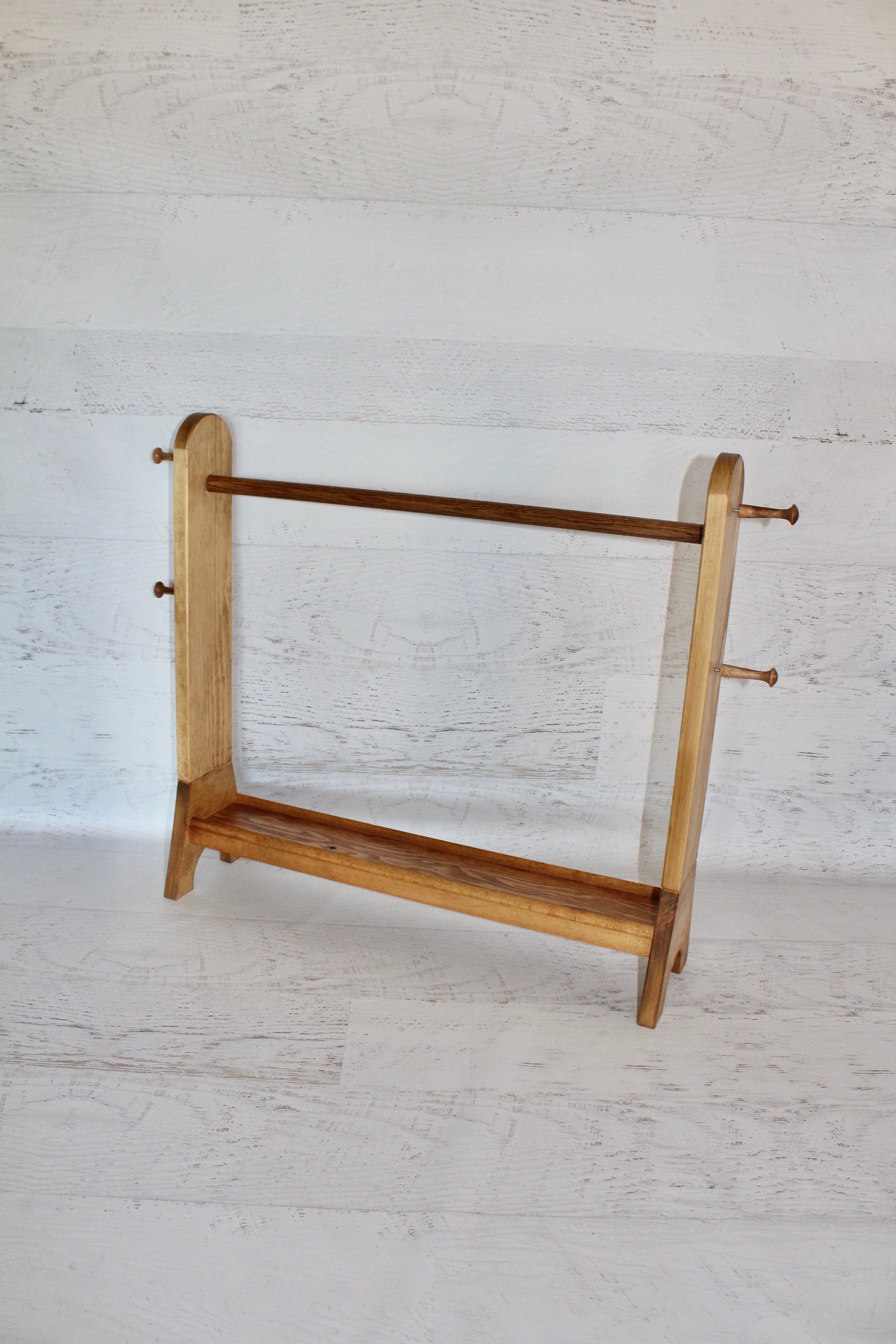 Wood Doll Clothes Rack With Shelf for Shoes, Hooks for Hats, and 10 ...