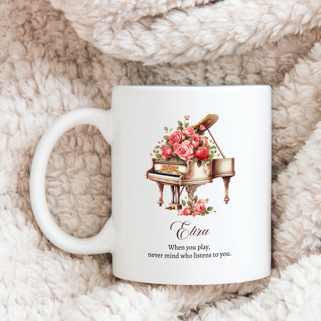 Personalized Watercolor Piano Ceramic Coffee Mug - Custom Piano Teacher ...