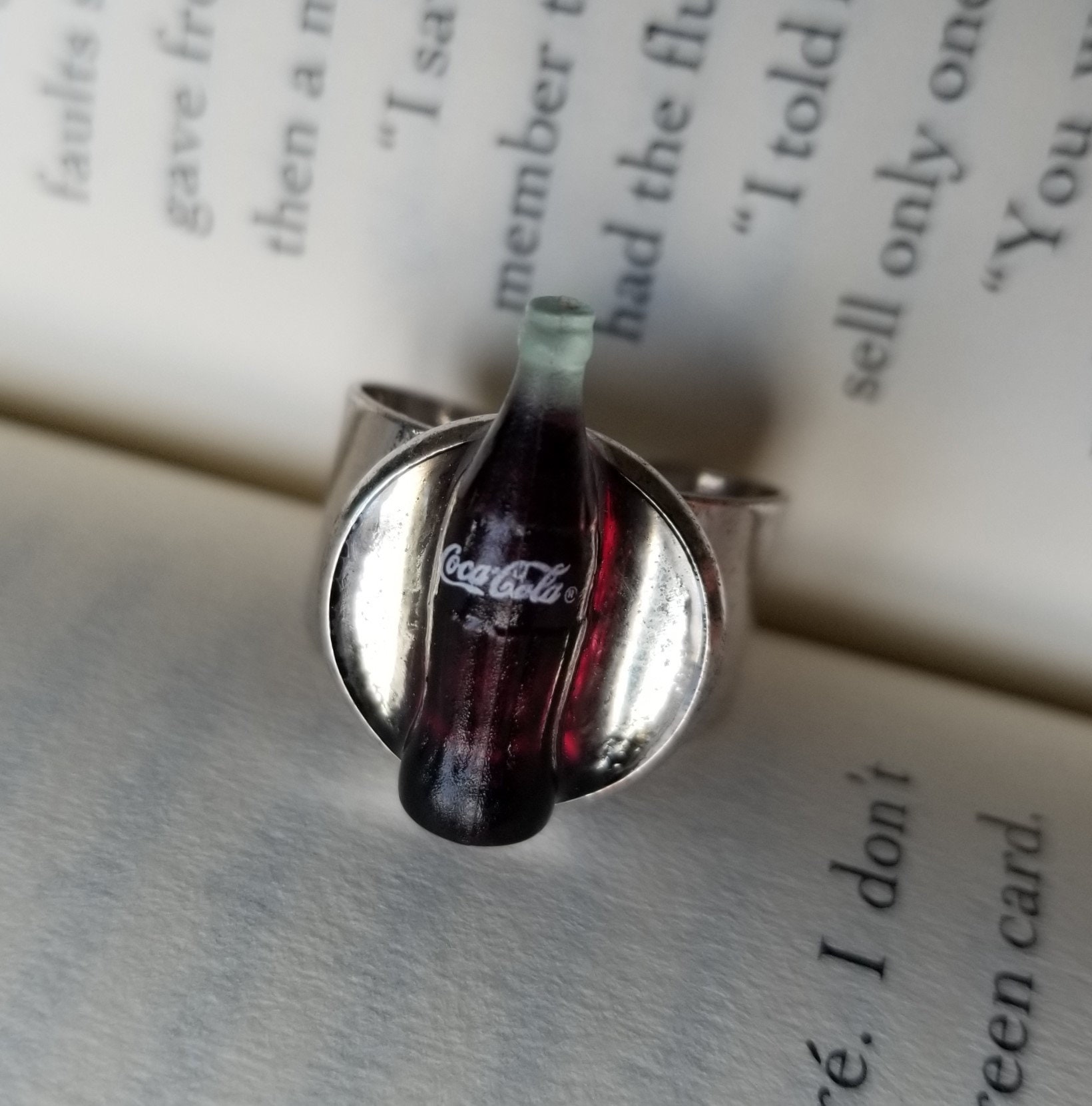 Coca Cola Miniature Adjustable Silver Tone Ring, Mini Soda Miniature ...