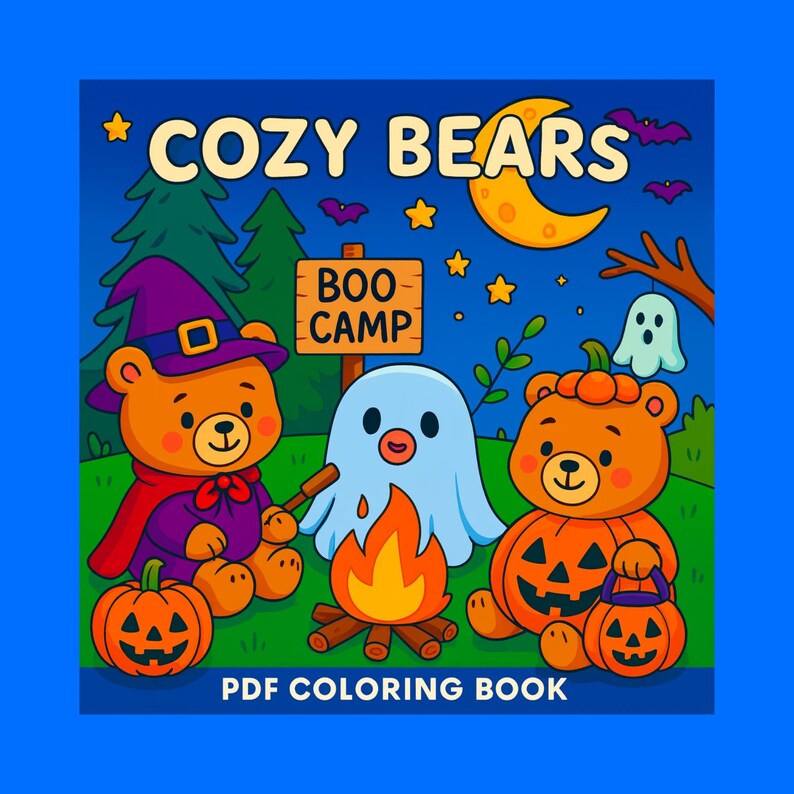 Halloween Coloring Pages, Digital PDF, Instant Download, 10 Pages, Cozy ...