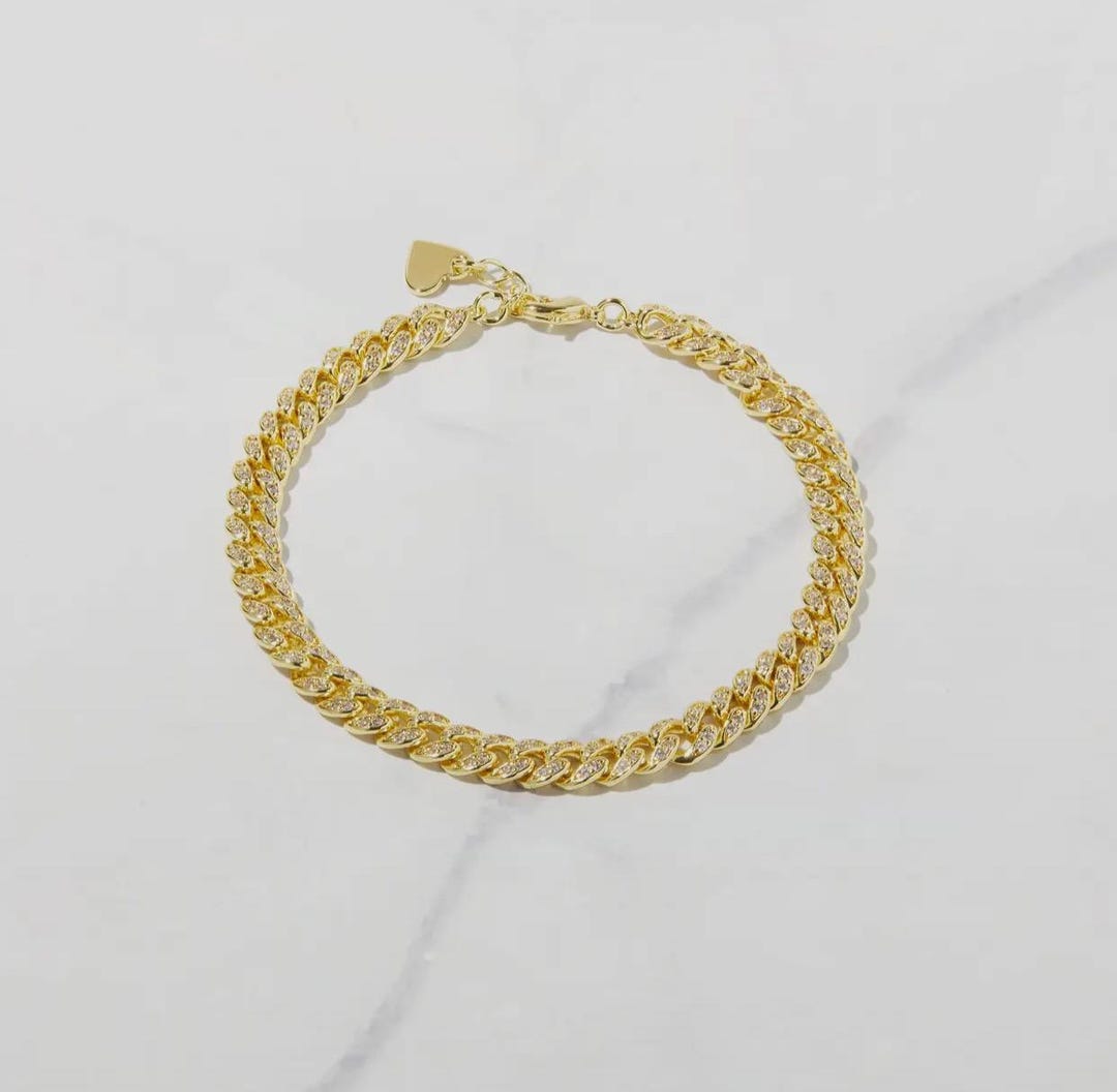 Pavé Cuban Link Chain Bracelet - Etsy